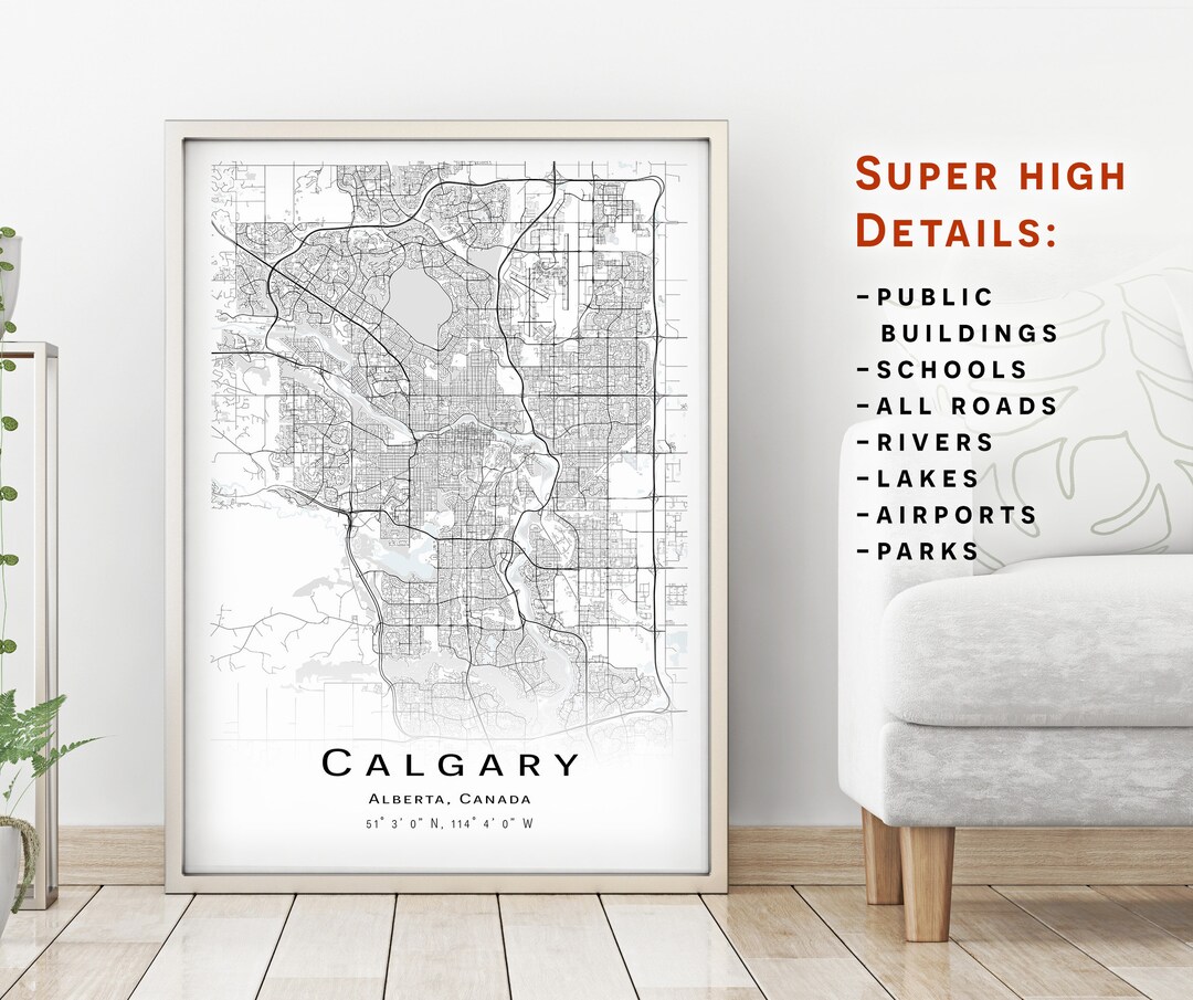 Calgary Map - Alberta, Canada - Map With High Details - Printable Map ...