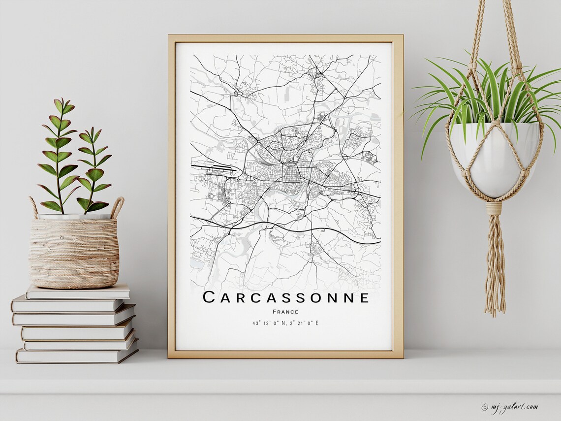 Carcassonne Map France City Map With High Details - Etsy