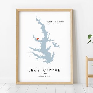Custom Lake Map, Lake Poster- Gift for Couple, Met, Engaged, Married ...