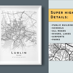 Lublin Map, Poland - City Map With High Details - Instant Download ...