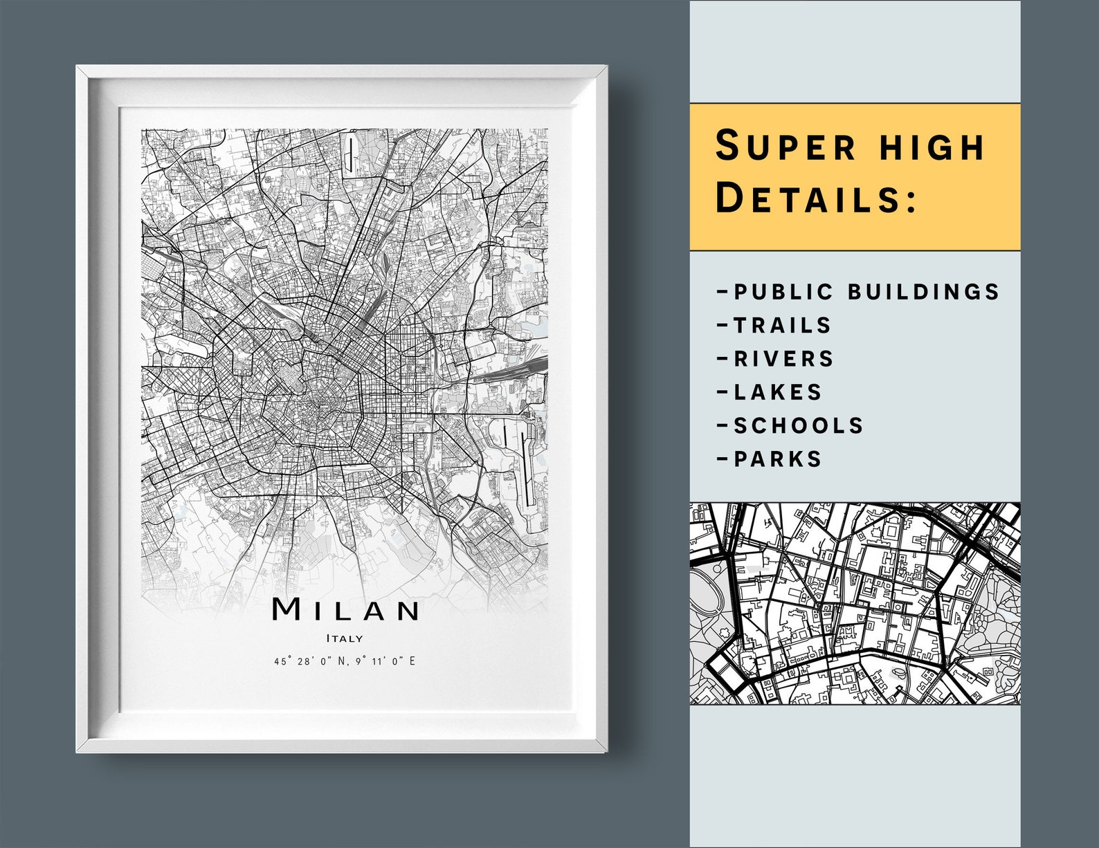 Milan Map, Italy - City Map With High Details - Instant Download ...
