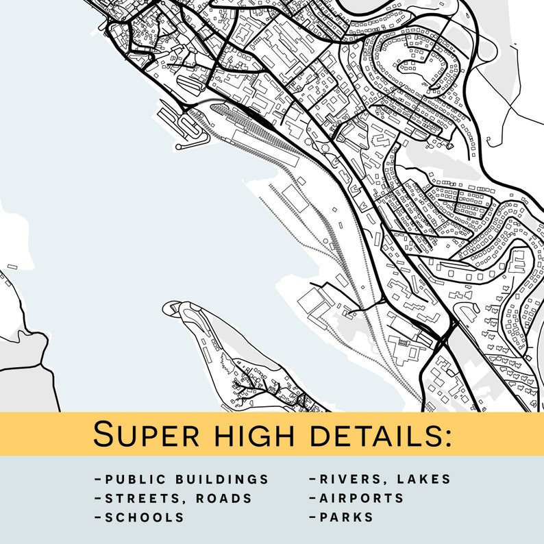 Sibenik Map, Croatia - City Map With High Details - Instant Download ...