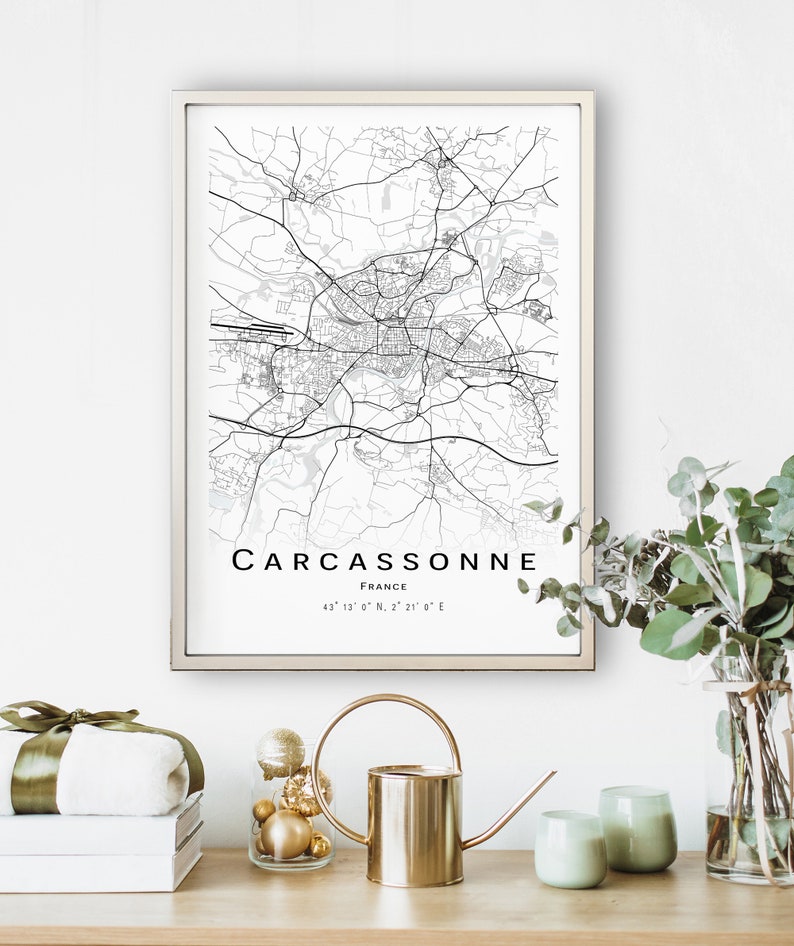 Carcassonne Map France City Map With High Details - Etsy