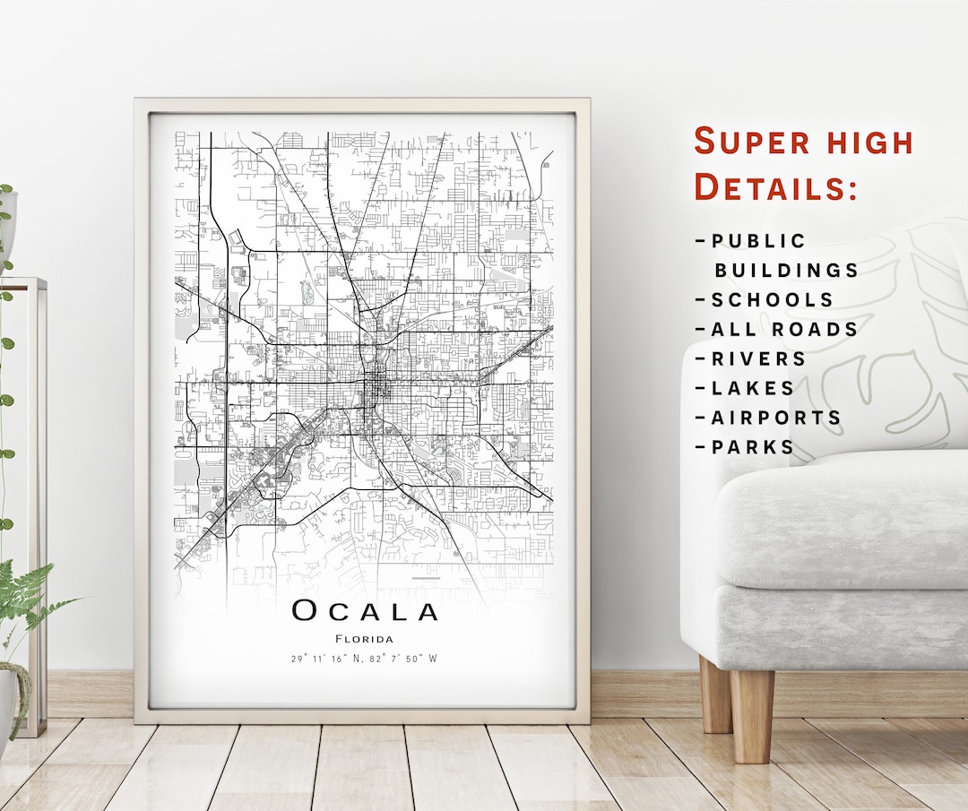 Ocala Map, Florida, United States - City Map With High Details, No ...