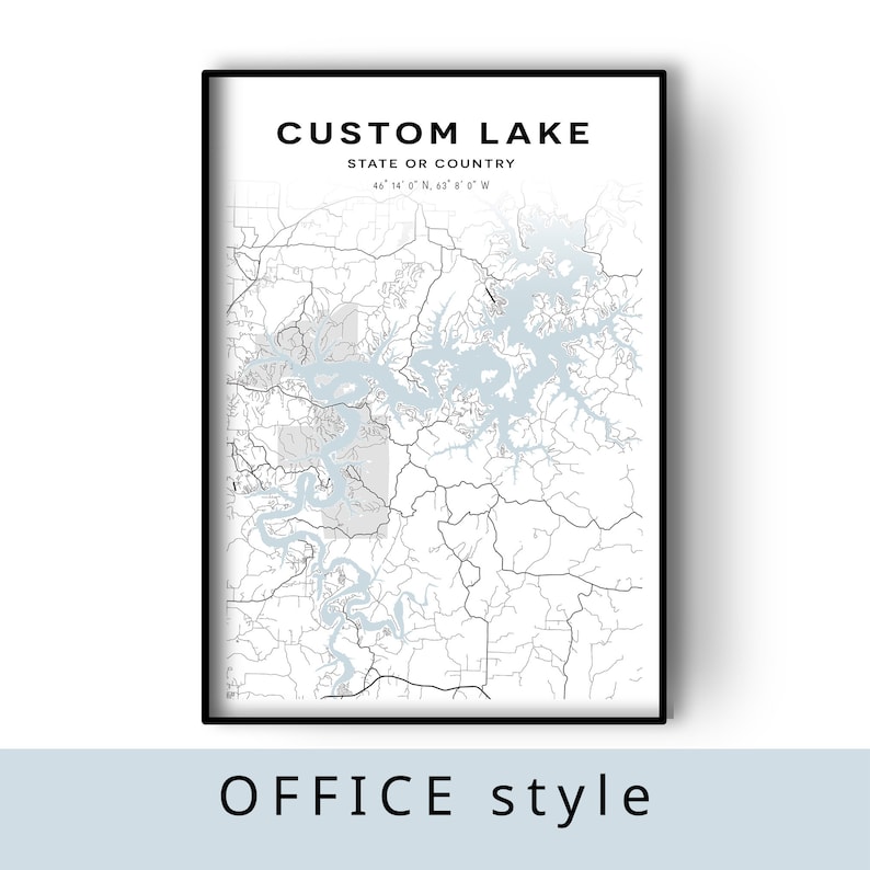 Custom Lake Map, Lake Poster, Any Lake, Wall Decor, Printable Lake Map ...