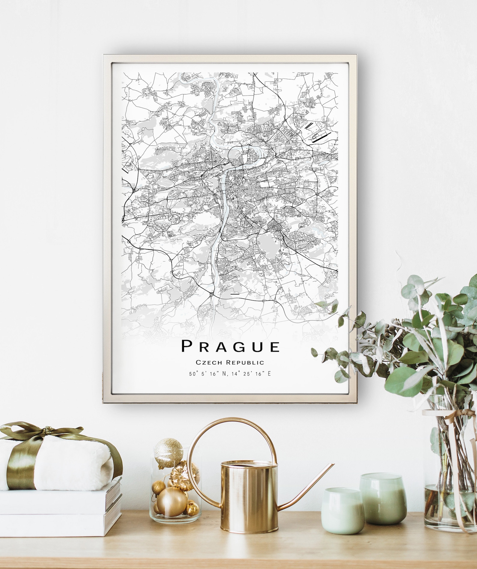 Prague Map, Czech Republic City Map With High Details Instant Download, Printable Map Poster ...