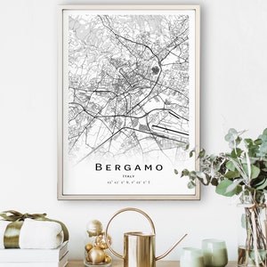 Bergamo Map - Italy- City Map With High Details - Printable Map Poster ...