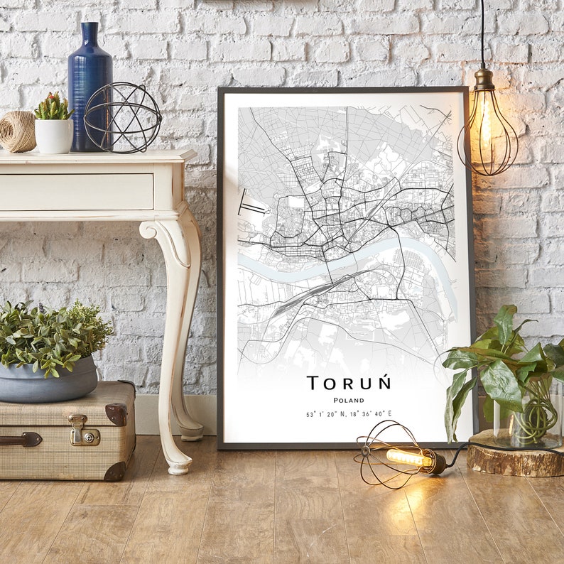 Torun map Polonia Mapa de la ciudad con detalles altos - Etsy México