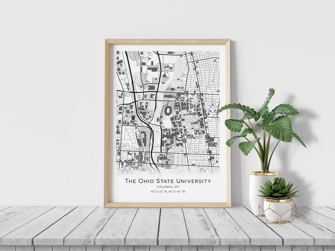 The Ohio State University Map, Columbus, OH - Graduation Gift -wall ...