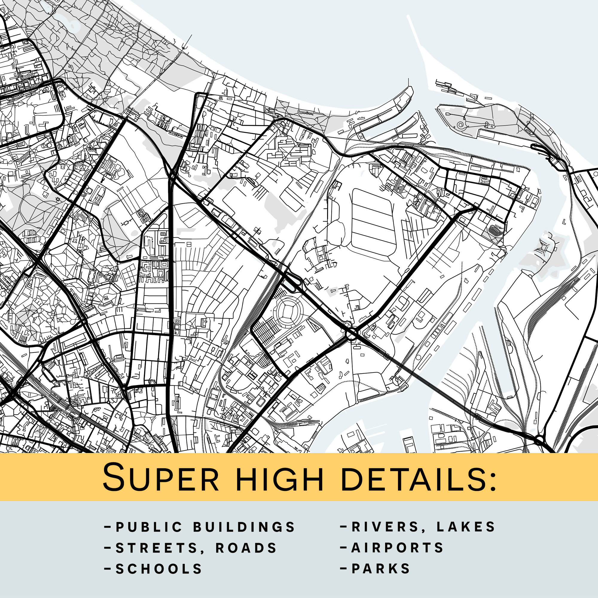 Gdansk Map, Poland - City Map With High Details - Instant Download ...