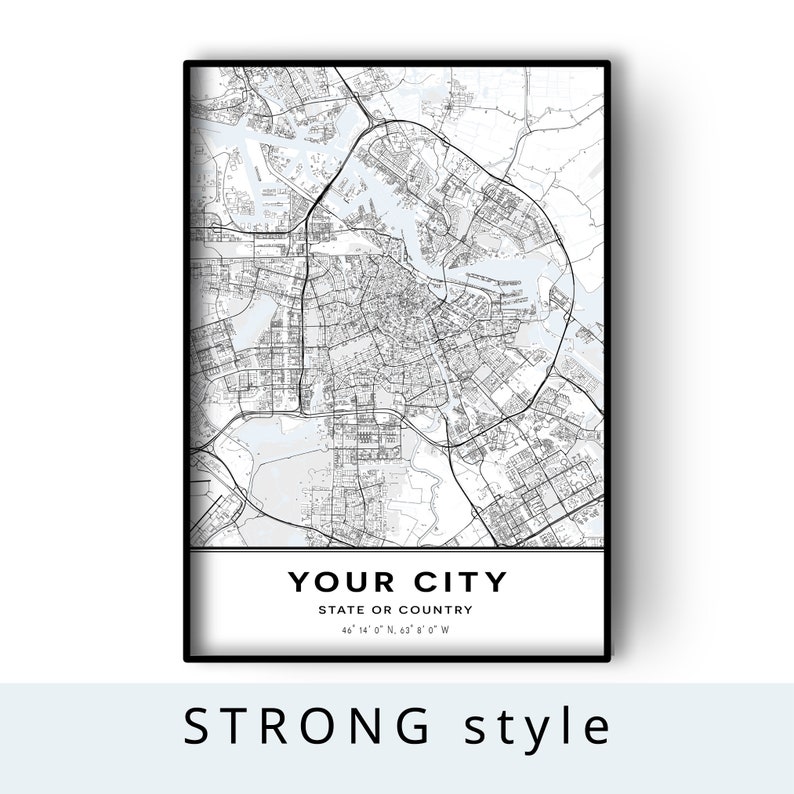 Custom City Map Personalized Map Custom Map Poster Any - Etsy