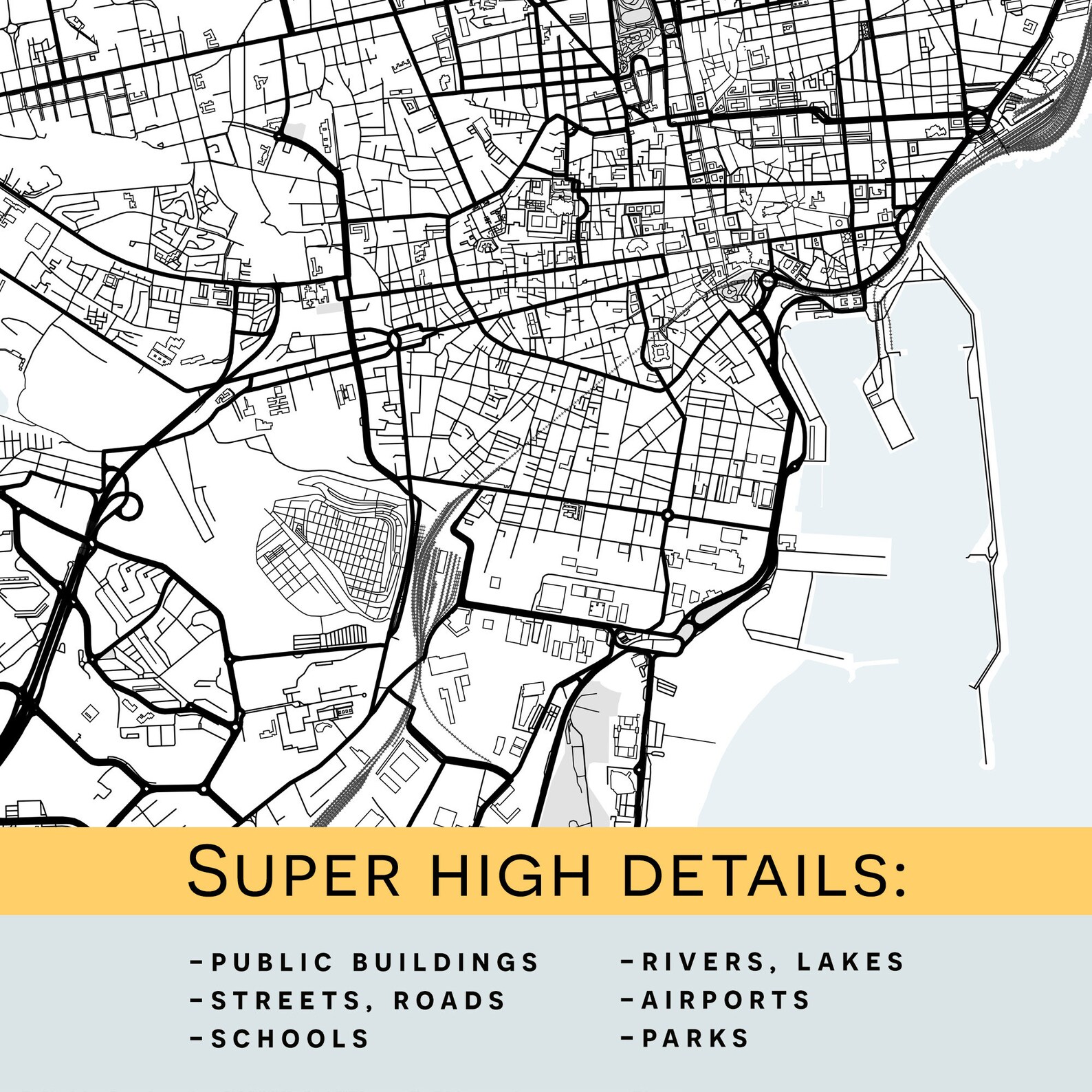 Catania Map, Italy - City Map With High Details - Instant Download ...