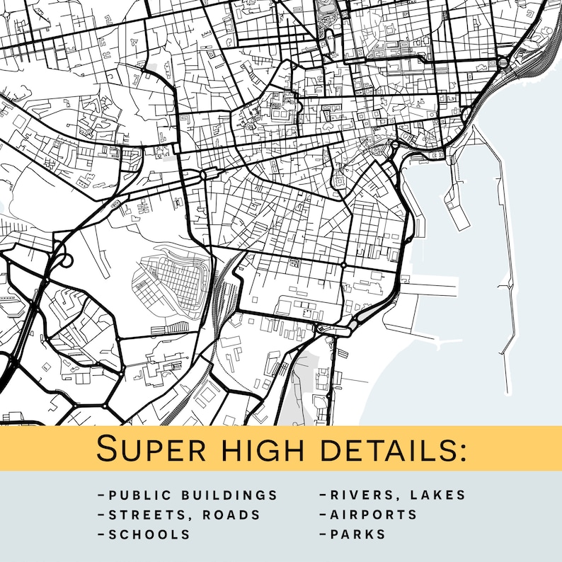 Catania Map, Italy - City Map With High Details - Instant Download ...