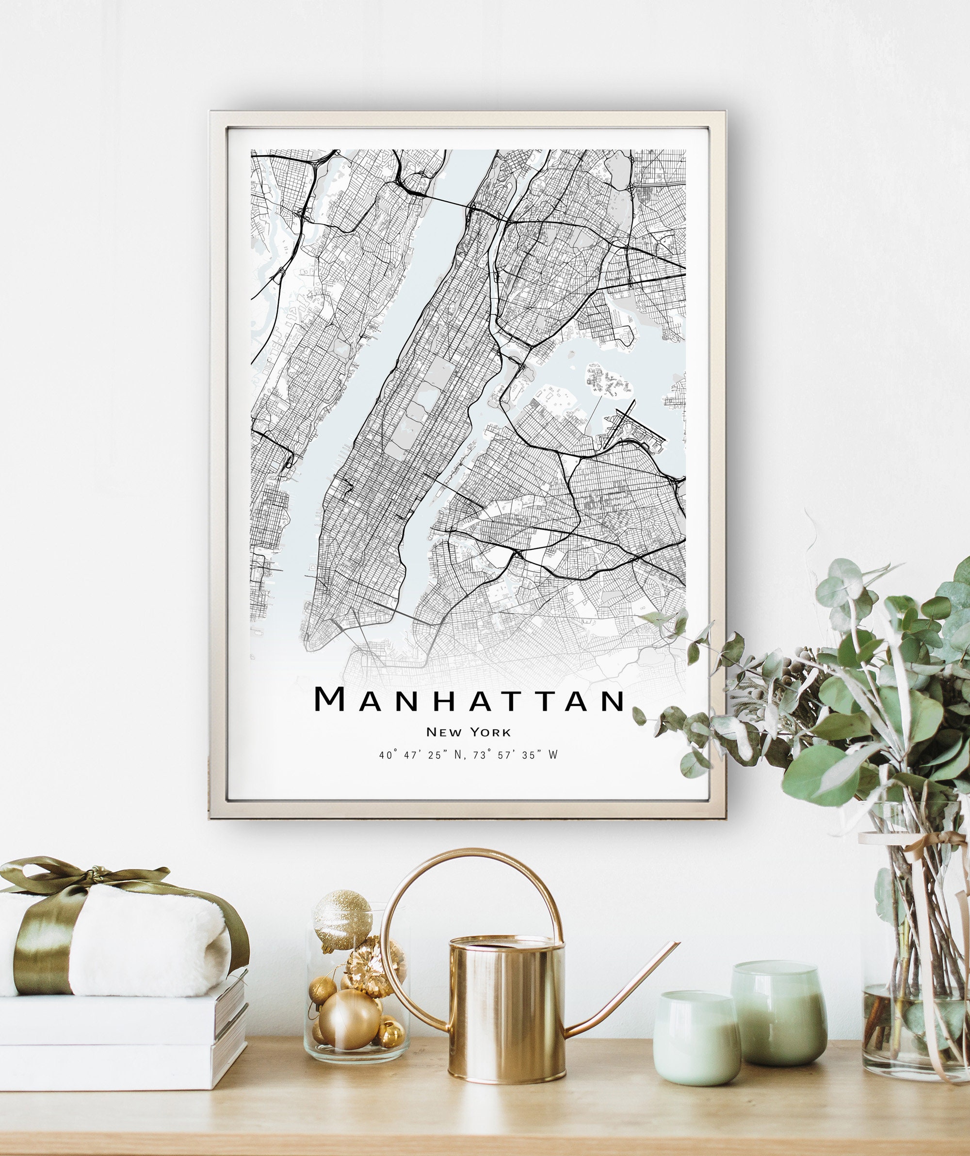 Manhattan Map, New York, United States USA City Map With High Details ...