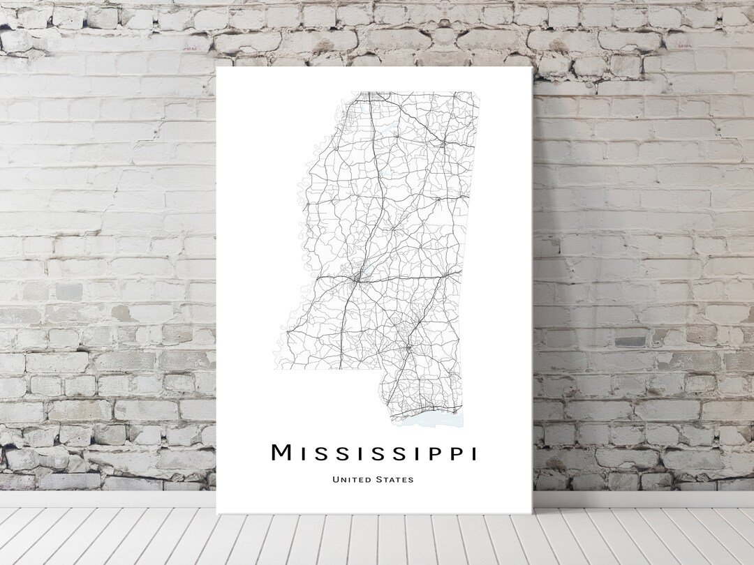 Mississippi Map - MS USA United States Map - Printable Map Poster ...