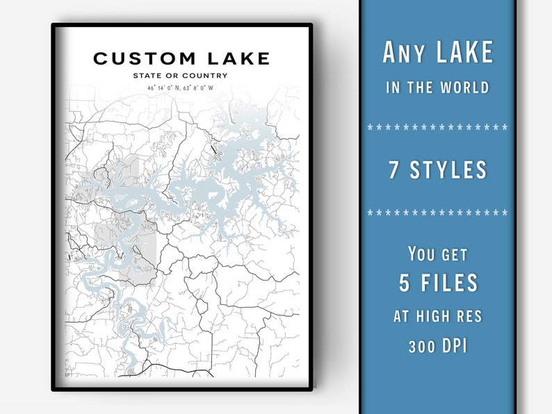 Custom Lake Personalized Lake Custom Map Poster Any Lake - Etsy