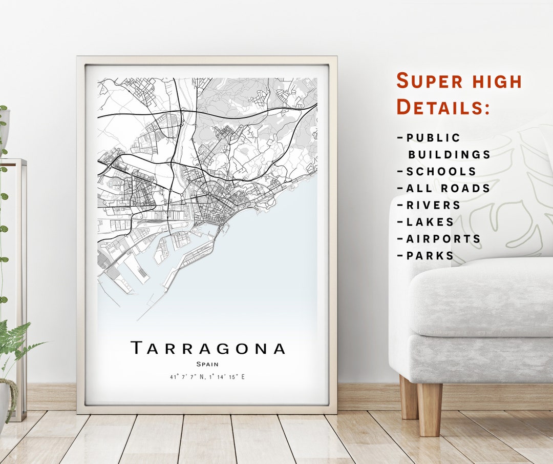 Tarragona Map, Spain - City Map With High Details - Instant Download ...