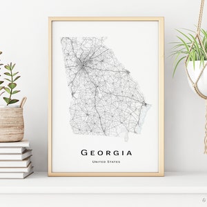 Georgia Map - GA USA United States Map - Printable Map Poster - Digital ...