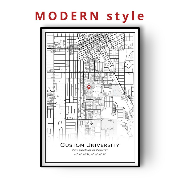 Custom Map, Graduation Gift - Your School or University Map ...