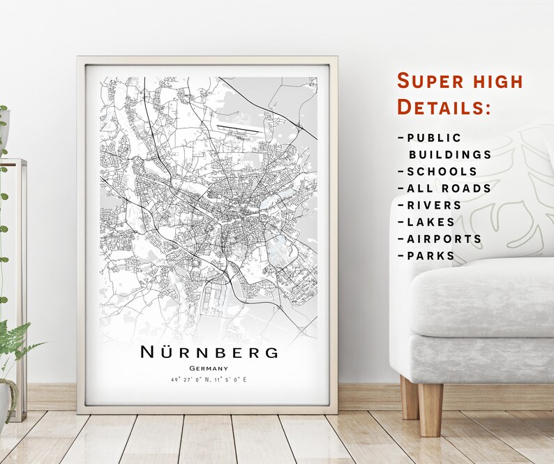 Nurnberg Map, Germany City Map With High Details Instant Download ...
