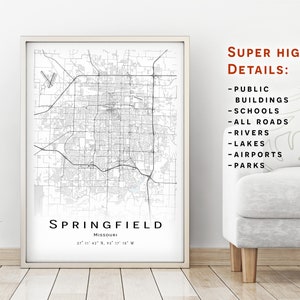 Springfield Map, Missouri, MO - City Map With High Details - Instant ...
