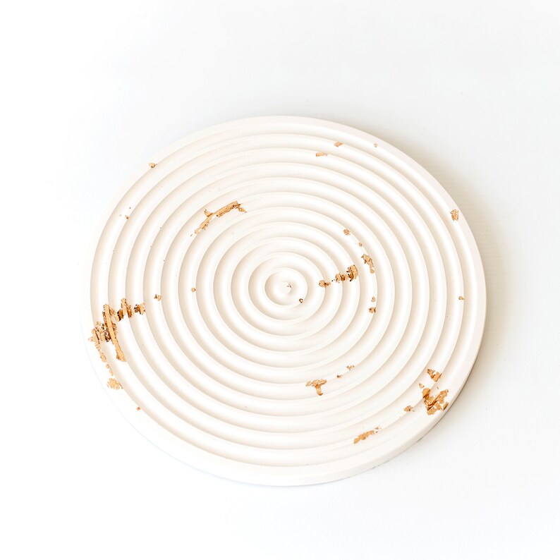 White / Gold Round Tray Ripple Platter Nordic Home Decor - Etsy