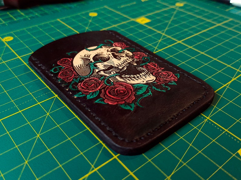 Leather Skull Wallet. Handmade Cardholder - Etsy