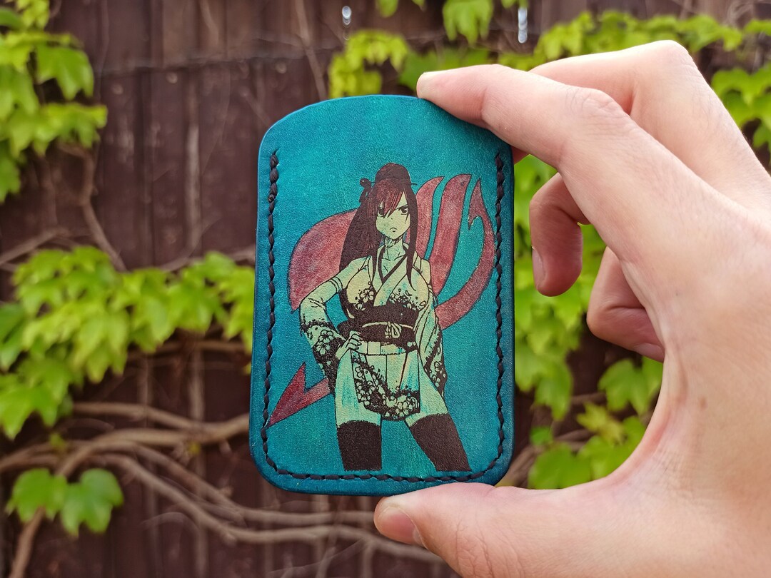 Leather Card Holder in Anime Style. Handmade. Real Leather - Etsy
