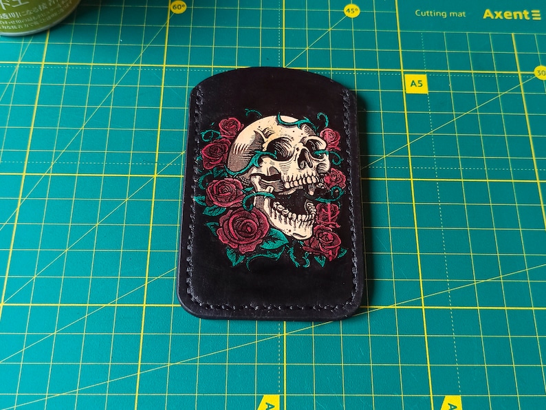 Leather Skull Wallet. Handmade Cardholder - Etsy