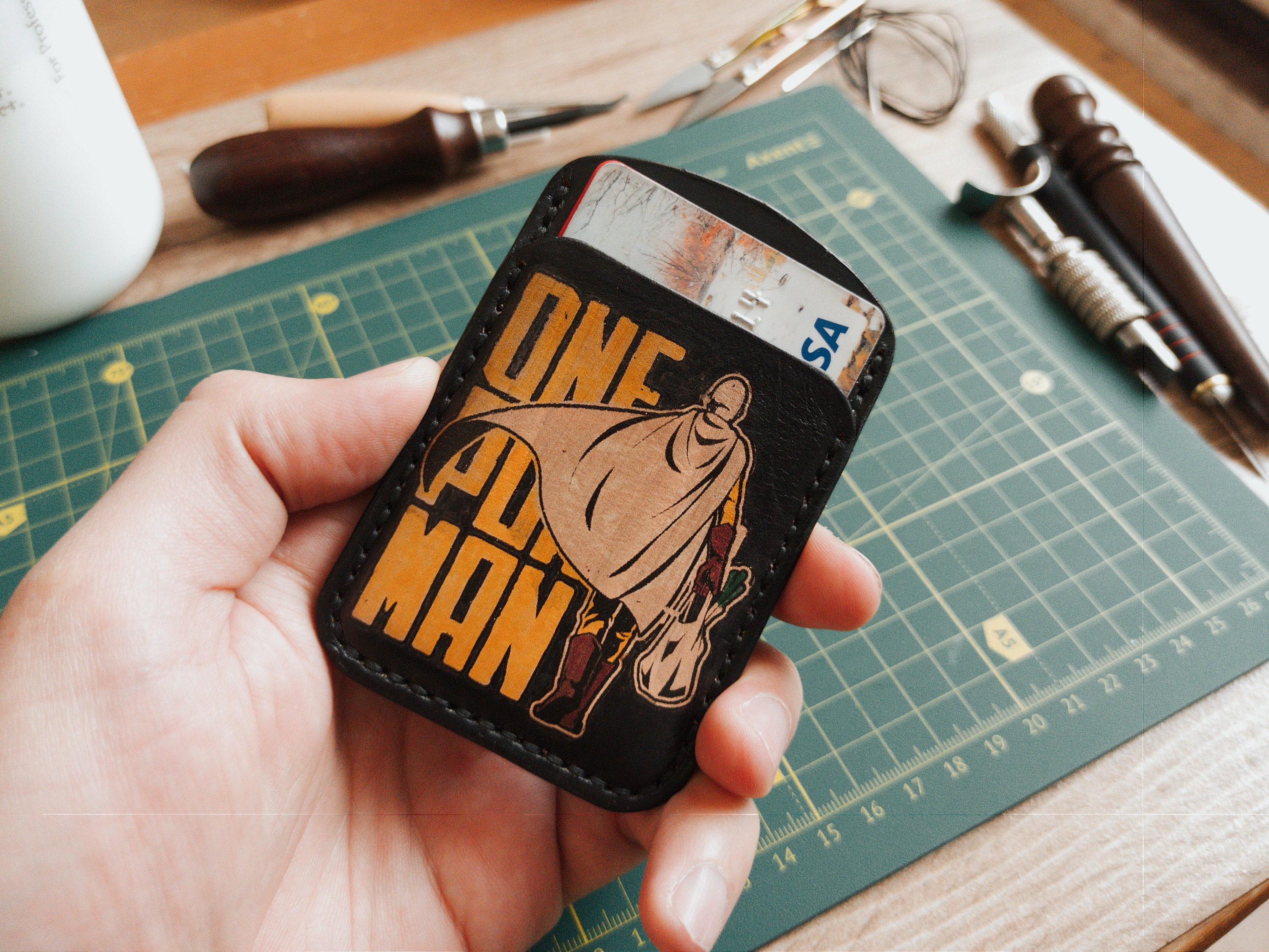 Leather Card Holder in Anime Style. Handmade. Real Leather - Etsy