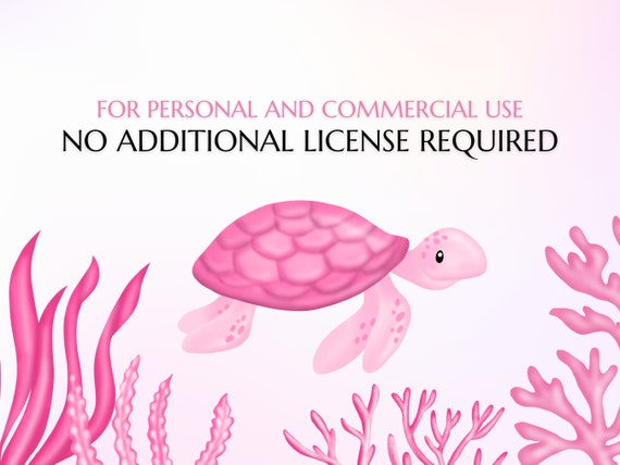 Cute Pink Sea Turtle Clipart