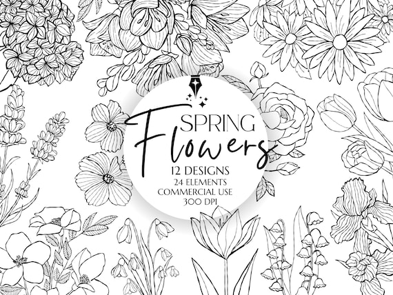 Spring Clip Art Black And White