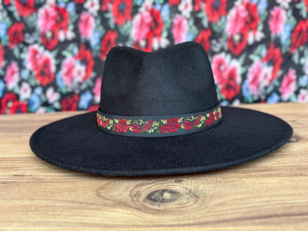 Red Rose Women Hat Band, Western Style Fedora Hat Bands, Cowboy Hatband ...