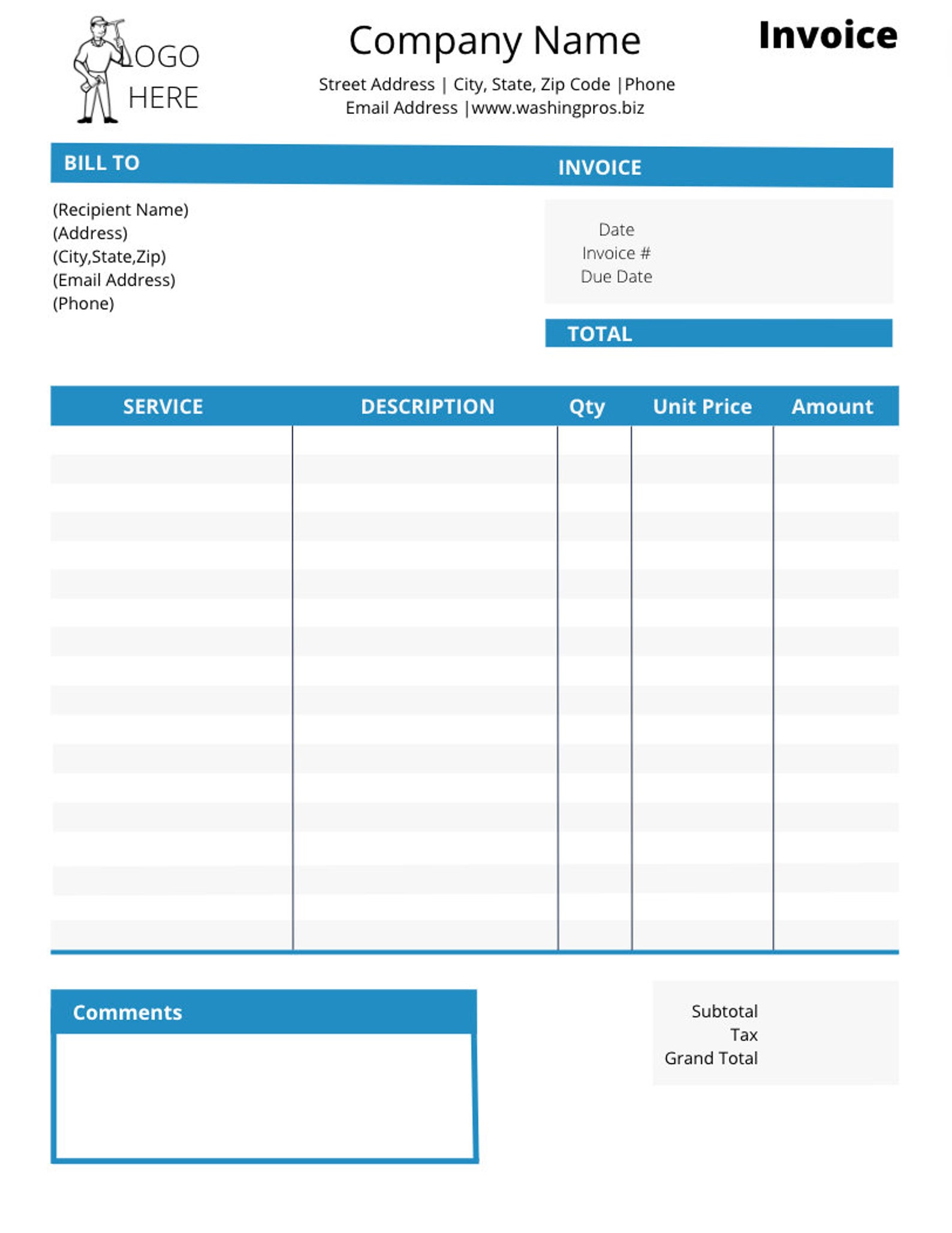 Window Cleaning Invoice | Window Cleaning Form| Window Invoice Template ...