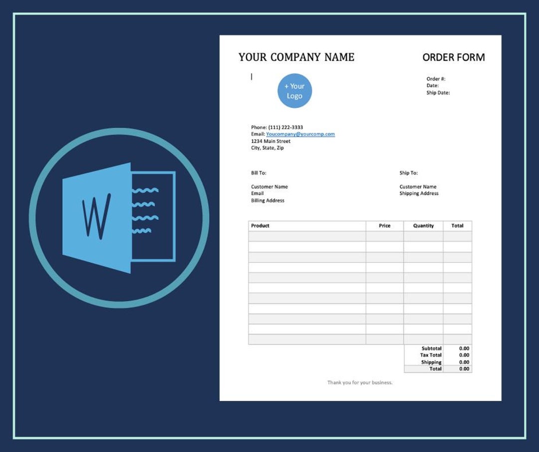 Order Form Template, Product Order Form Template Word, Simple Invoice ...