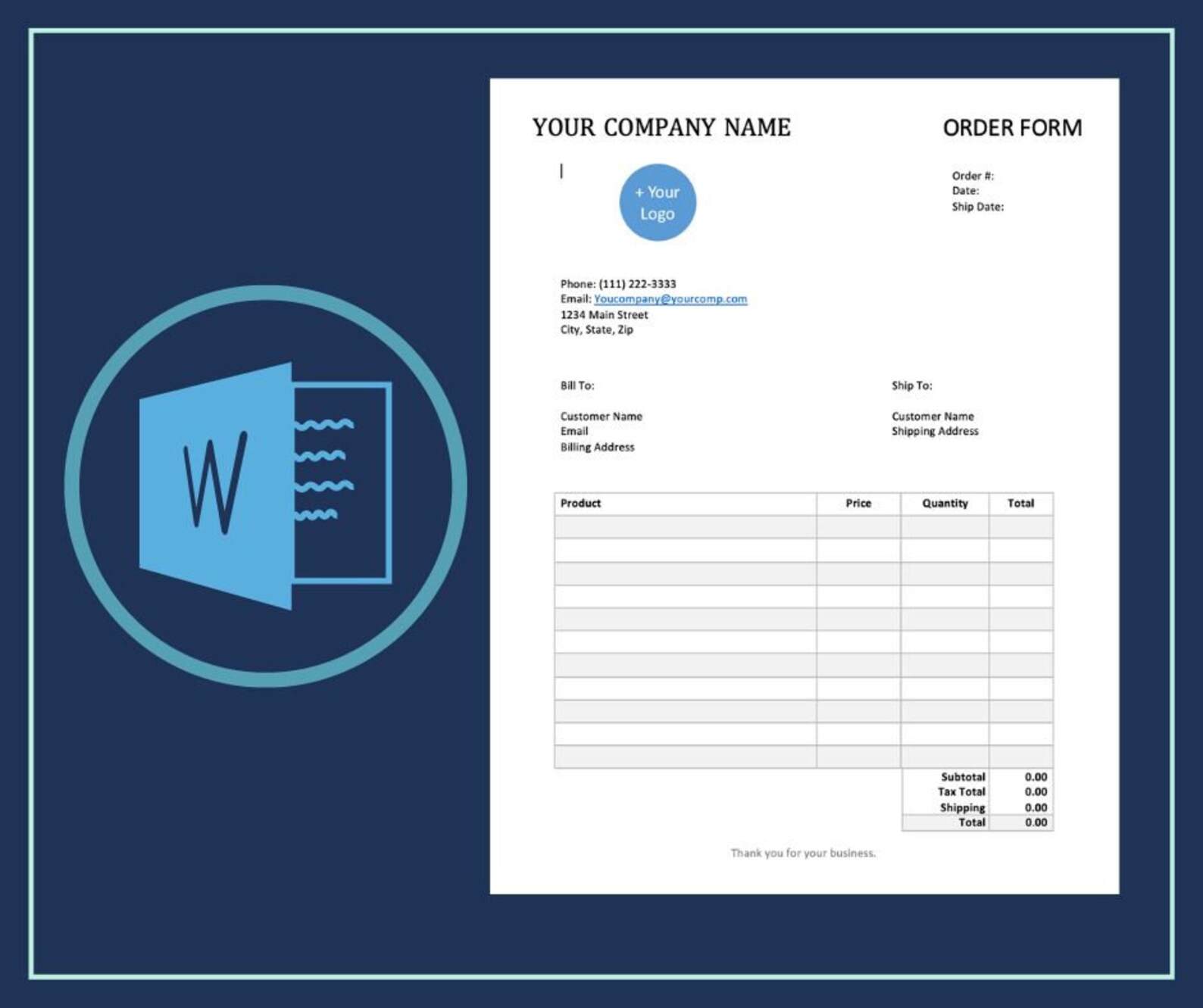 Order Form Template, Product Order Form Template Word, Simple Invoice ...