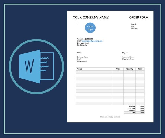 Order Form Template Product Order Form Template Word Simple - Etsy