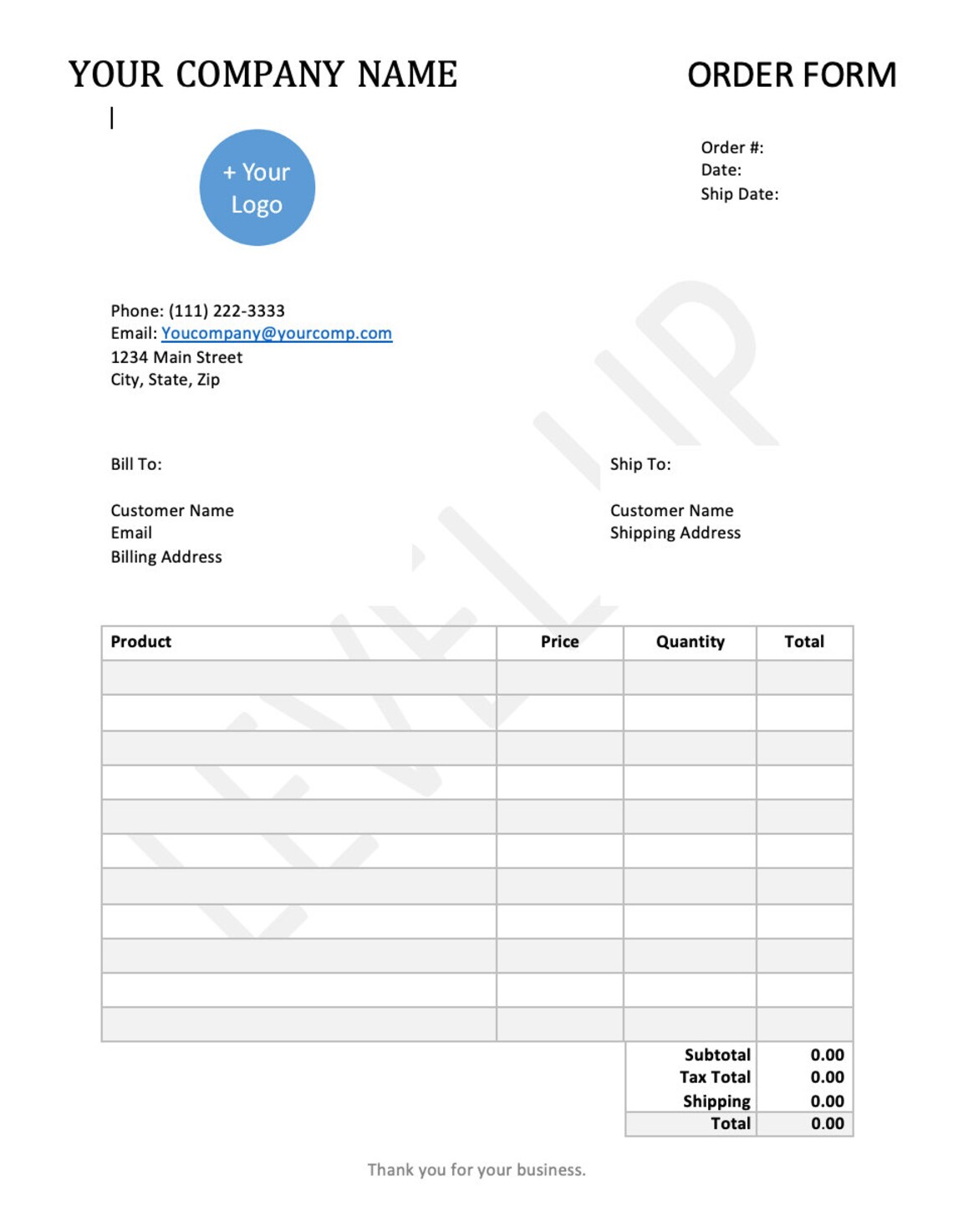 Order Form Template Product Order Form Template Word Simple - Etsy