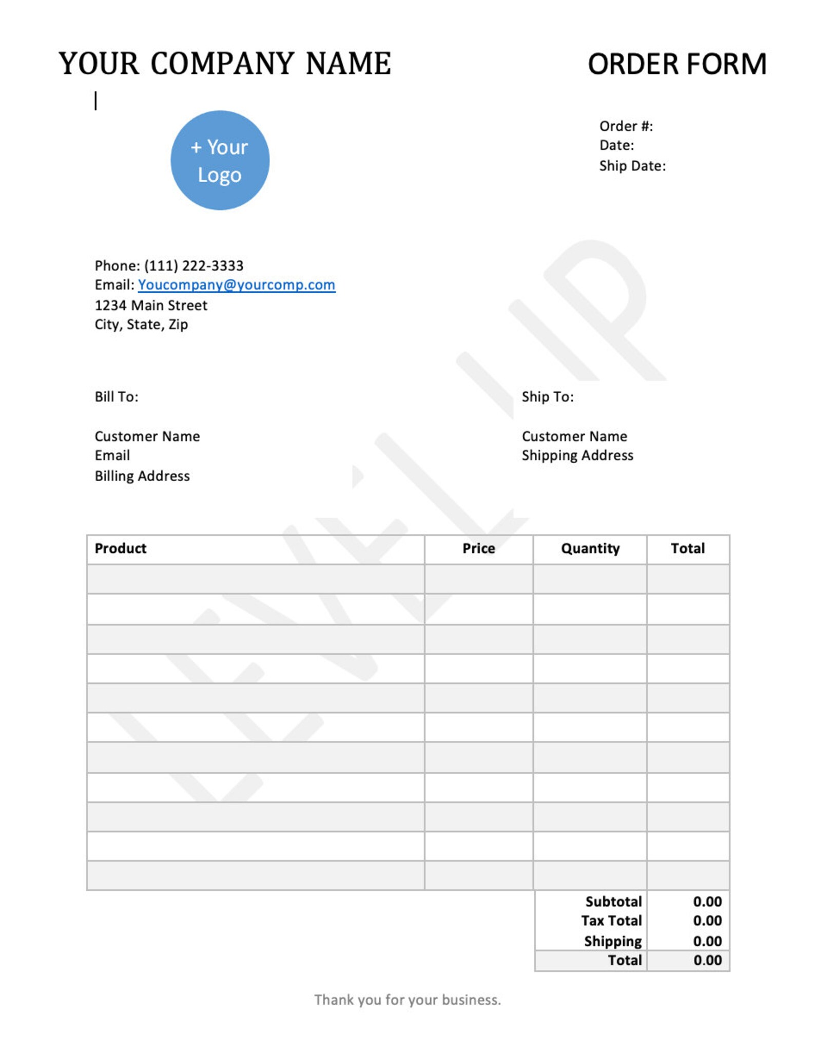 Order Form Template Product Order Form Template Word Simple - Etsy