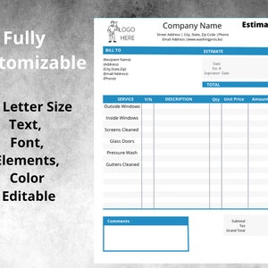 Window Cleaning Estimate Template | Window Cleaning Estimate Sheet ...