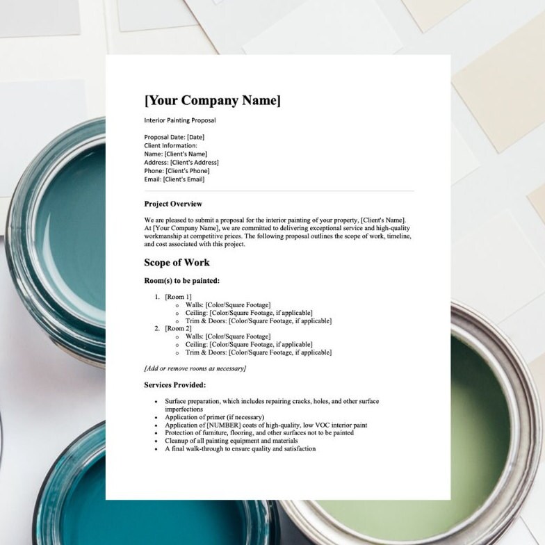 Painting Quote Template, Word Template Doc, PDF Word Printable Template ...