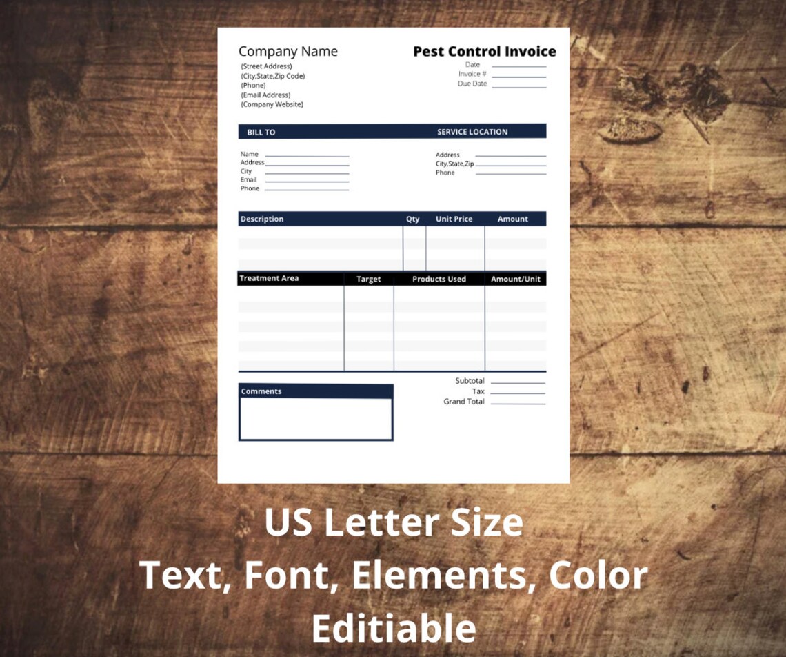 Pest Control Forms Template, Pest Control Work Order, Pest Control ...