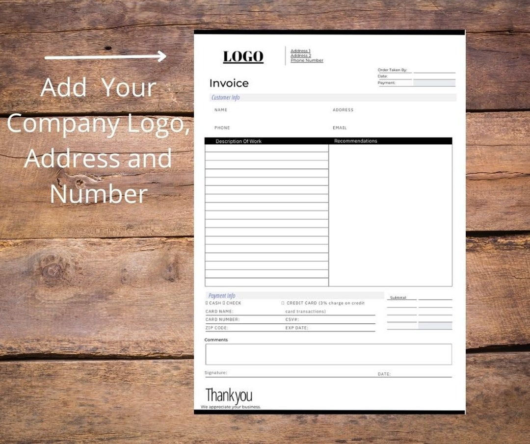 Plumbing Invoice Template, Service Industry Invoice, Editable Invoice ...