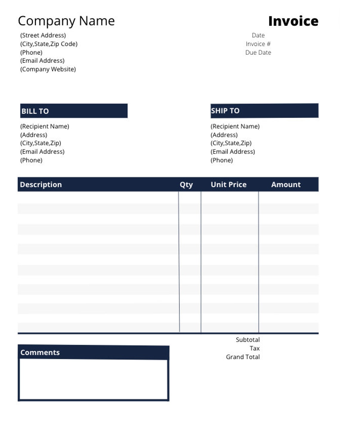 Simple Invoice Template | PDF | Business Invoice | Printable Invoice ...