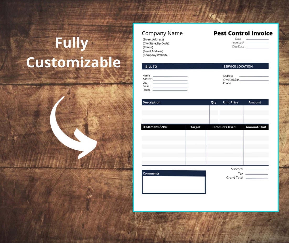 Pest Control Forms Template, Pest Control Work Order, Pest Control ...