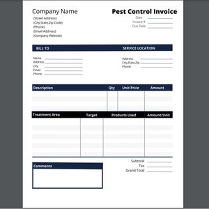 Pest Control Forms Template, Pest Control Work Order, Pest Control ...