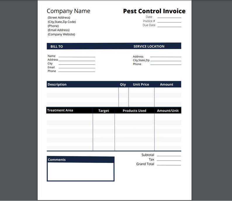 Pest Control Forms Template, Pest Control Work Order, Pest Control ...