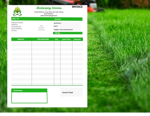 Lawn Care Proposal Lawn Care Bid Template Lawn Care Invoice - Etsy