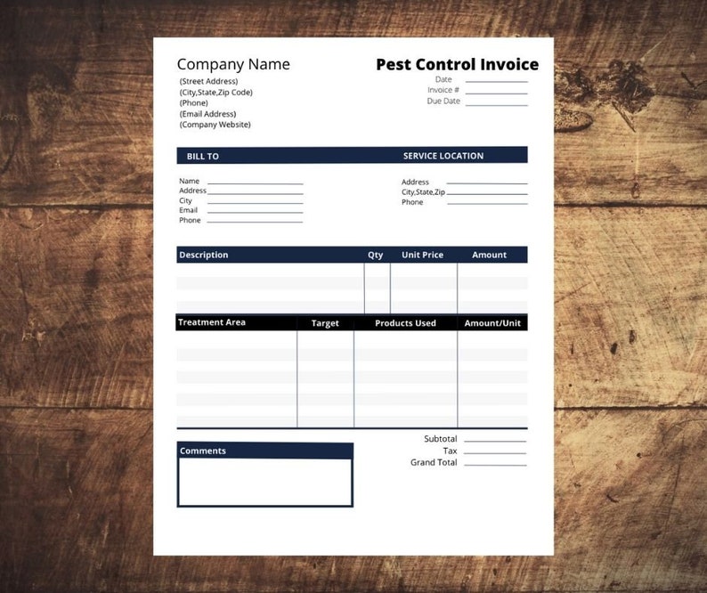 Pest Control Forms Template, Pest Control Work Order, Pest Control ...