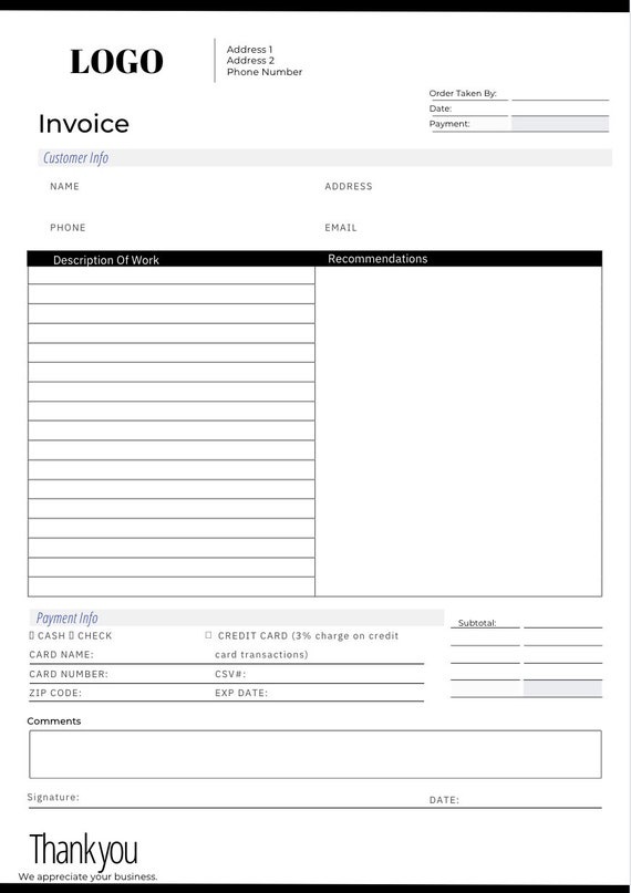 Plumbing Receipt Template